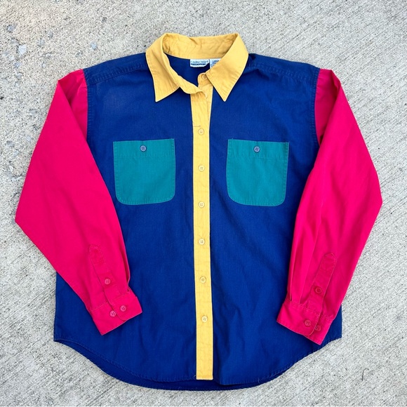 Cabin Creek | Tops | Vintage Womens 9s Colorblock Button Down Shirt ...